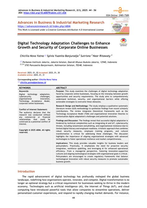 Pdf Digital Technology Adaptation Challenges To Enhance Growth And
