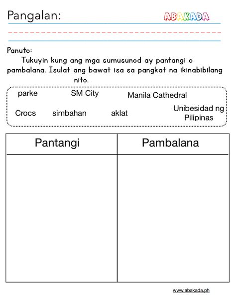Free Filipino And English Worksheets Patinig At Katinig Abakada Ph