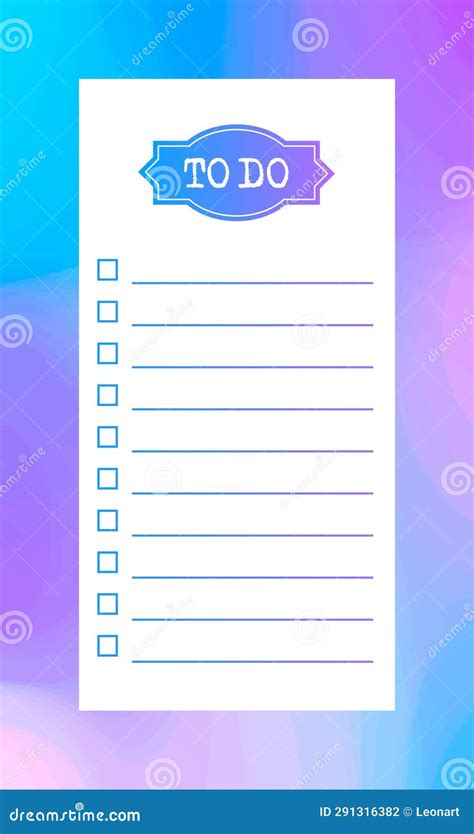 To Do List Blank Template With Check Box Stock Illustration