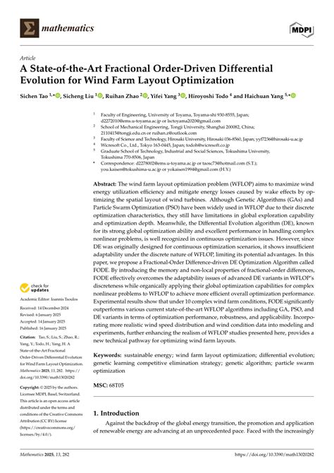 Pdf A State Of The Art Fractional Order Driven Differential Evolution For Wind Farm Layout