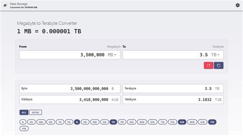 Mb To Tb Converter Calculator Hub