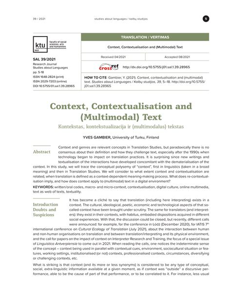 PDF Context Contextualisation And Multimodal Text