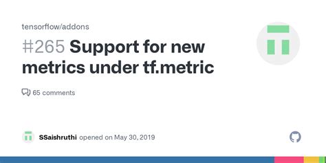 Support For New Metrics Under Tfmetric · Issue 265 · Tensorflow