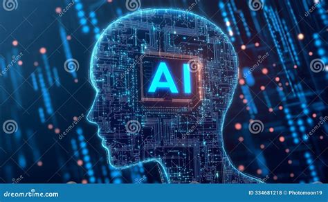 Artificial Intelligence Concept With Digital Human Head And Neural Network Connections 3 Stock