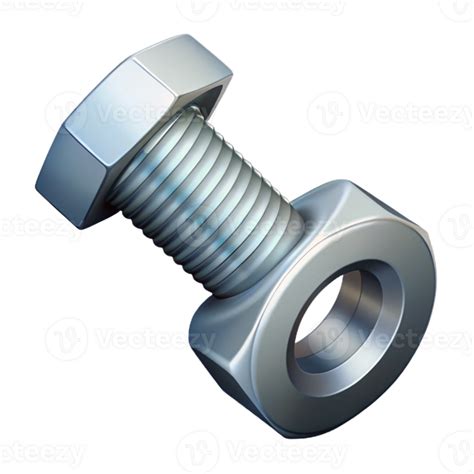 Vibrant Contemporary Technical Drawing Of A Bolt And Nut Crisp Edges Scalable Symmetrical