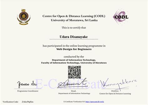 Sayuri Udara Dissanayake On Linkedin I Completed My Web Design Course In University Of