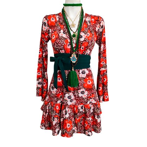 Vestido Dora Sexy Floral Rojo Karma Love