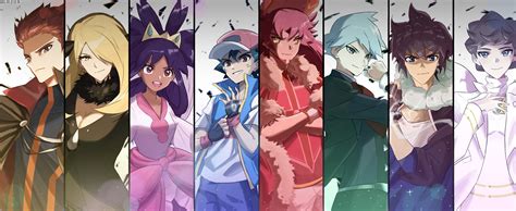 Ash Ketchum Cynthia Leon Iris Steven Stone And More Pokemon And More Drawn By Liam