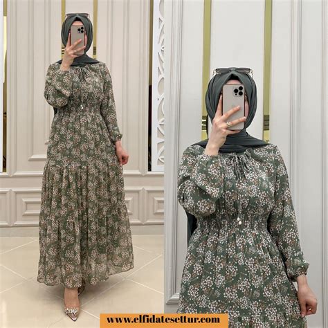 Şifon Selvim Elbise Elfida Tesettür Elbise Modelleri Kadın Giyim Yeni