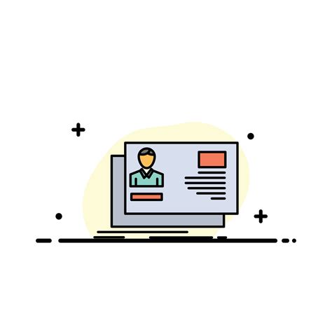 Id User Identity Card Invitation Business Flat Line Filled Icon Vector