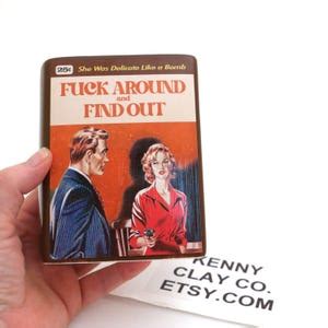 Book Shaped Planter Or Vase F Around And Find Out Pulp Novel Parody Ceramic Book Etsy