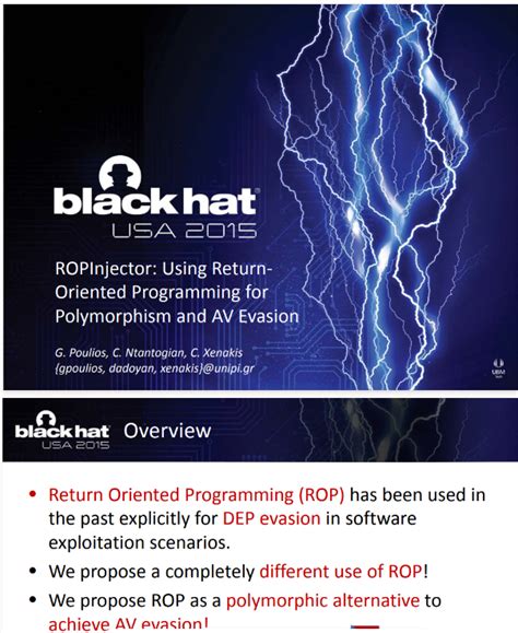 Using Return Oriented Programming For Polymorphism And Antivirus