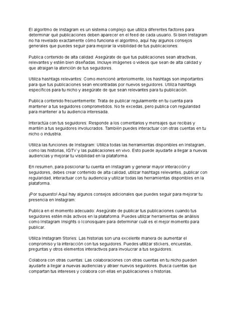 El Algoritmo De Instagram Pdf Informática Tecnologías De La El Algoritmo De Instagram Pdf Informática Tecnologías De La