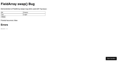 Formik Swap Bug Codesandbox