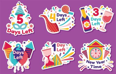 New Year Countdown Stickers 14603335 Vector Art At Vecteezy