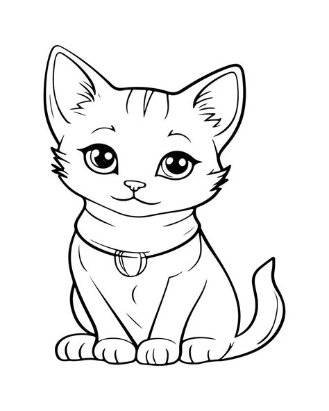 귀여운 고양이 터 어린이용 고양이 컬러링 페이지 프리미엄 벡터