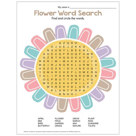 Free Printable Flower Word Search — Trend Enterprises