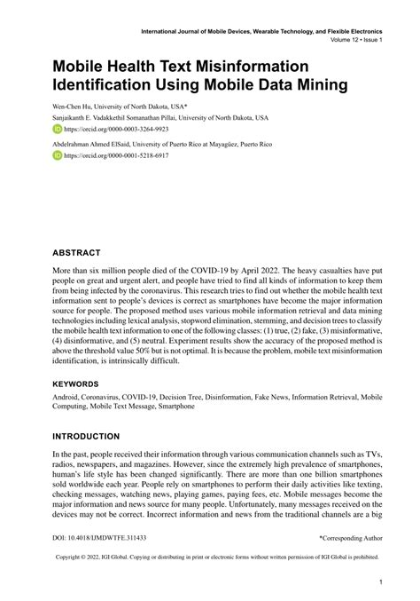 Mobile Health Text Misinformation Identification Using Mobile Data