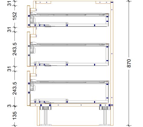 Exposed Cabinet Rails For Handle Less Fronts