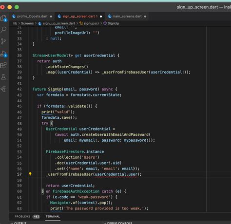 flutter error display a red line under this statement userfromfirebaseuser usercredential