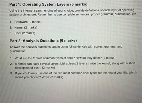 Solved Part Operating System Layers Marks Using The Chegg