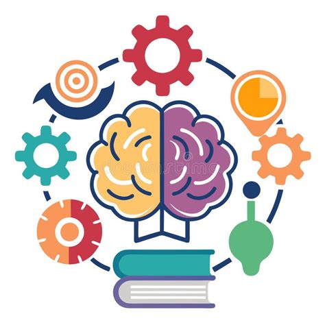 Brain With Gears And Books Icon Illustrating Thinking And Learning