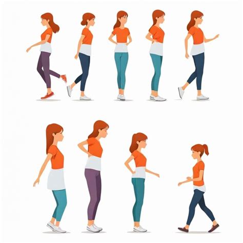 Girl Moving Vector Set White Background Isolated A High Quality N Premium Ai Generated Image