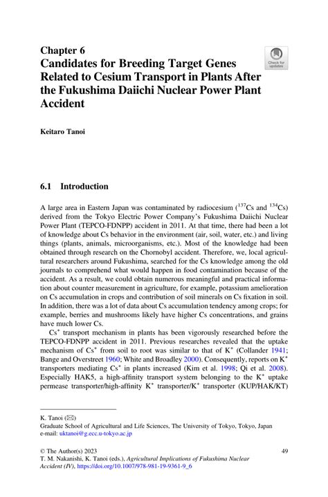PDF Candidates For Breeding Target Genes Related To Cesium Transport In Plants After The