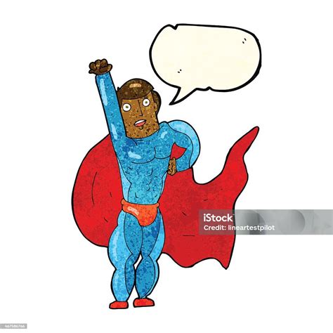 Comic Superheld Mit Sprechblase Stock Vektor Art Und Mehr Bilder Von