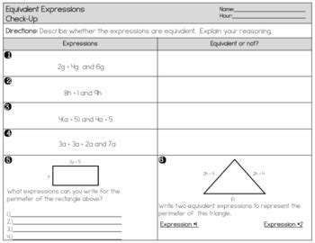 Equivalent Expressions Practice Worksheets By The Clever Clover TpT