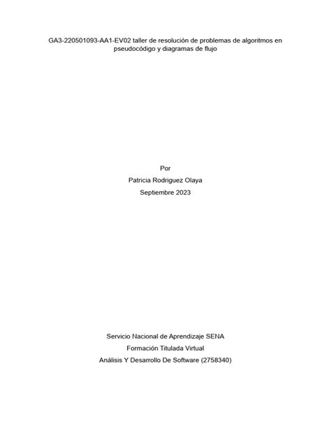 Ga3 220501093 Aa1 Ev02 Taller De Resolución De Problemas De Algoritmos Pdf