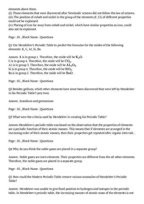 Ncert Solutions Class 10 Science Chapter 5 Periodic Classification Of Elements