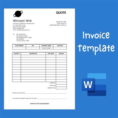 Invoice Template Word Template Warriors