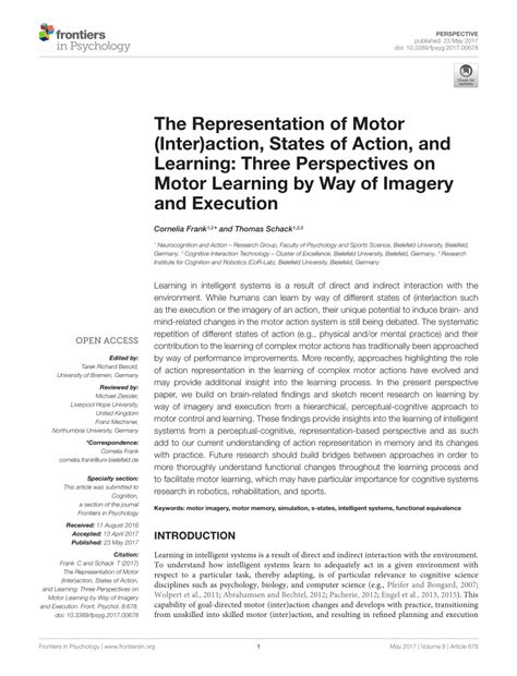 Pdf The Representation Of Motor Interaction States Of Action And