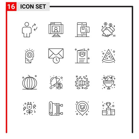 User Interface Pack Of 16 Basic Outlines Of Retail Hand Video Shopping Payment Editable Vector