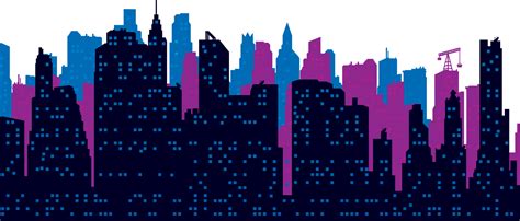 Urban Cityscape At Night Skyline City Silhouettes 22574745 Png