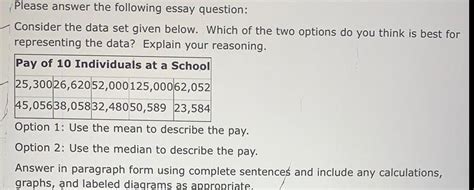 [answered] please answer the following essay question consider the data