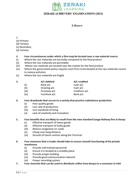 Business Pp1 Form 3 Marking Scheme Pdf Balance Sheet Goods