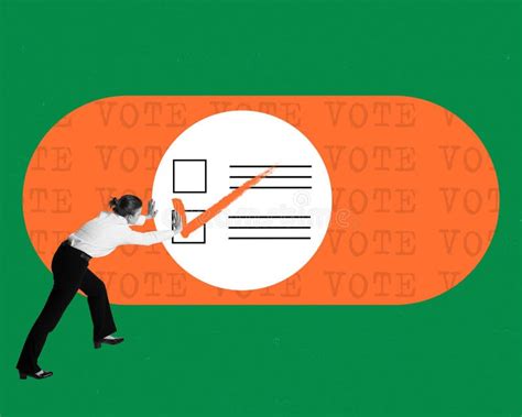 Young Woman Putting Checkmark On Ballot Paper Important Social