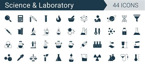 Science And Laboratory Icon Set Chemistry And Microbiology Lab Research Glassware Beakers