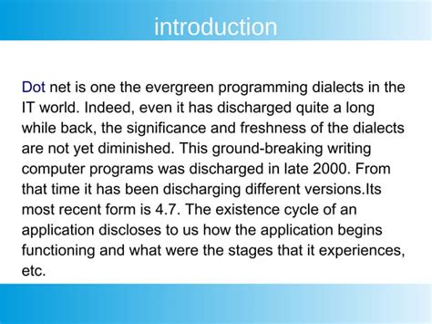 The Life Cycle Of Dot Net Application Odp