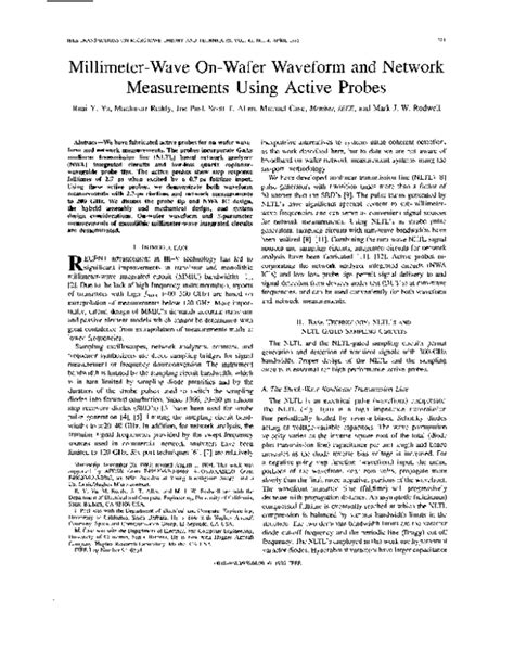 pdf millimeter wave on wafer waveform and network measurements using