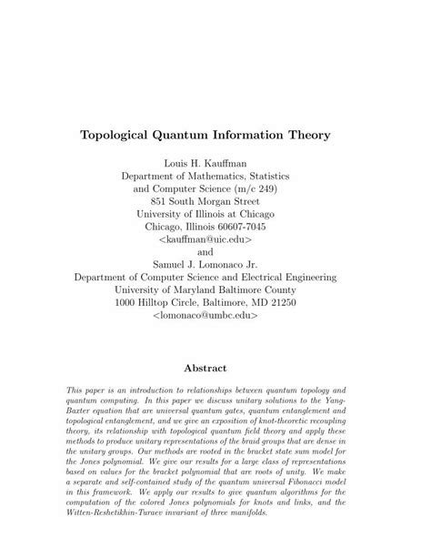 Pdf Topological Quantum Information Theory Dokumentips
