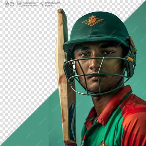 Premium Psd Sports Man Holding Bat Bangladeshi Cricket Player