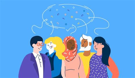 Three People Standing Next To Each Other With Speech Bubbles Above