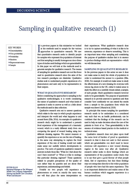 Sampling In Qualitative Research 1 Wounds UK