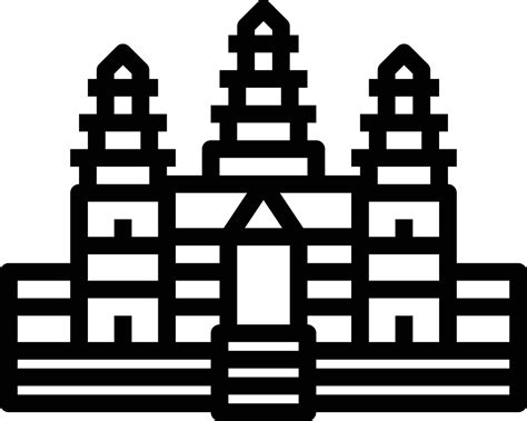 Angkor Wat Cambodia Landmark Siem Reap Building Outline Icon 14359800 Vector Art At Vecteezy