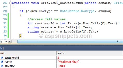 How To Get The Values Of Cells Gridview Row Shop Ar