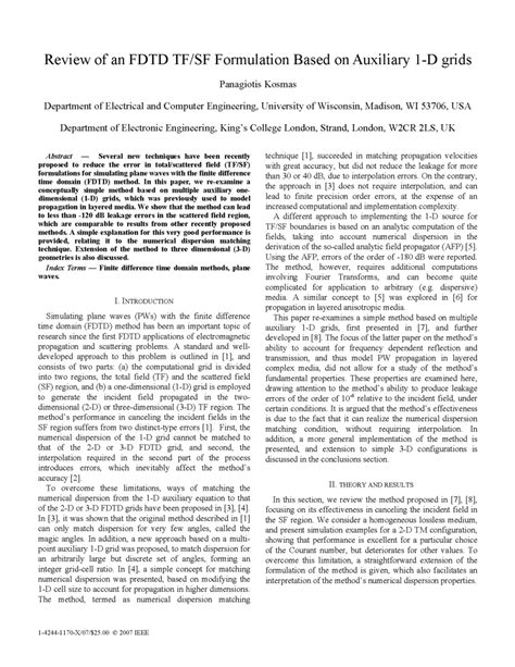 Pdf Review Of An Fdtd Tf Sf Formulation Based On Auxiliary 1 D Grids