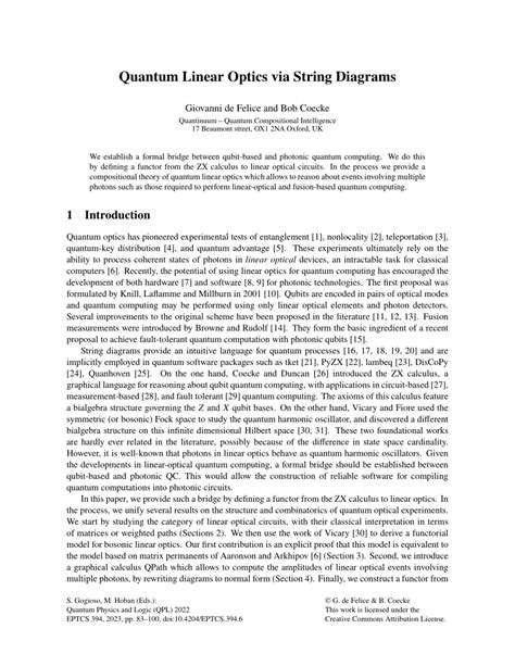 Pdf Quantum Linear Optics Via String Diagrams
